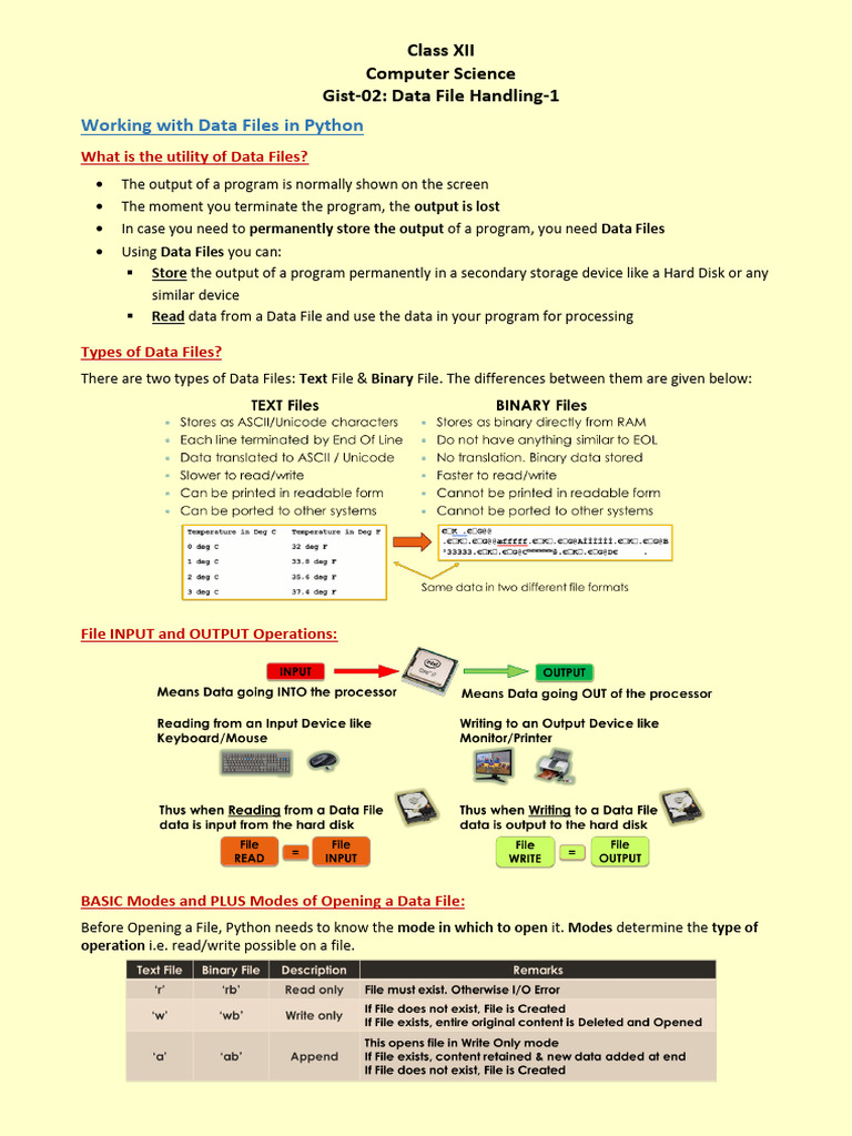 Gist 02 File Handling | PDF | Comma Separated Values | Computer File