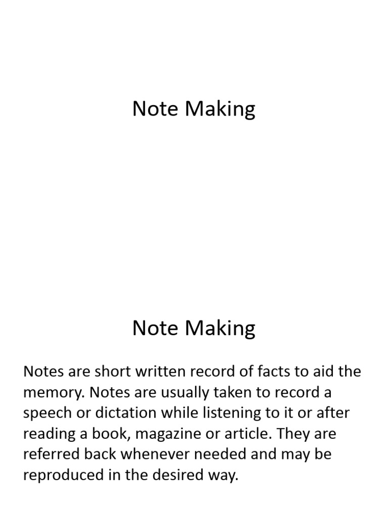 Note Making | PDF