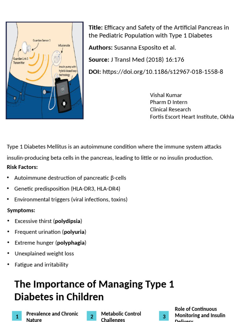 Efficacy and Safety of the Artificial Pancreas in the Paediatric ...