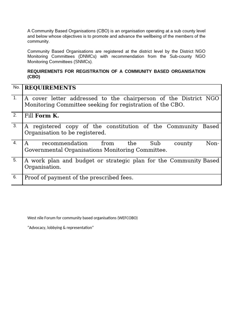 Community Based Organisations | PDF