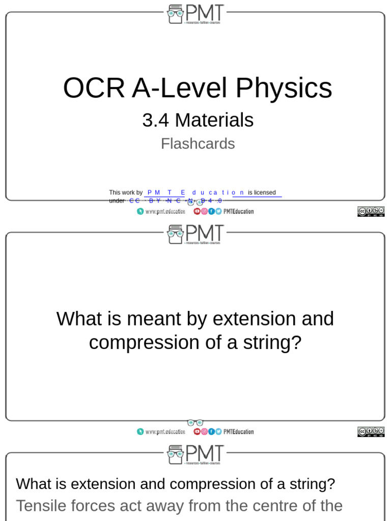 Flashcards - 3.4 Materials - OCR (A) Physics A-Level PDF | PDF | Deformation (Engineering ...