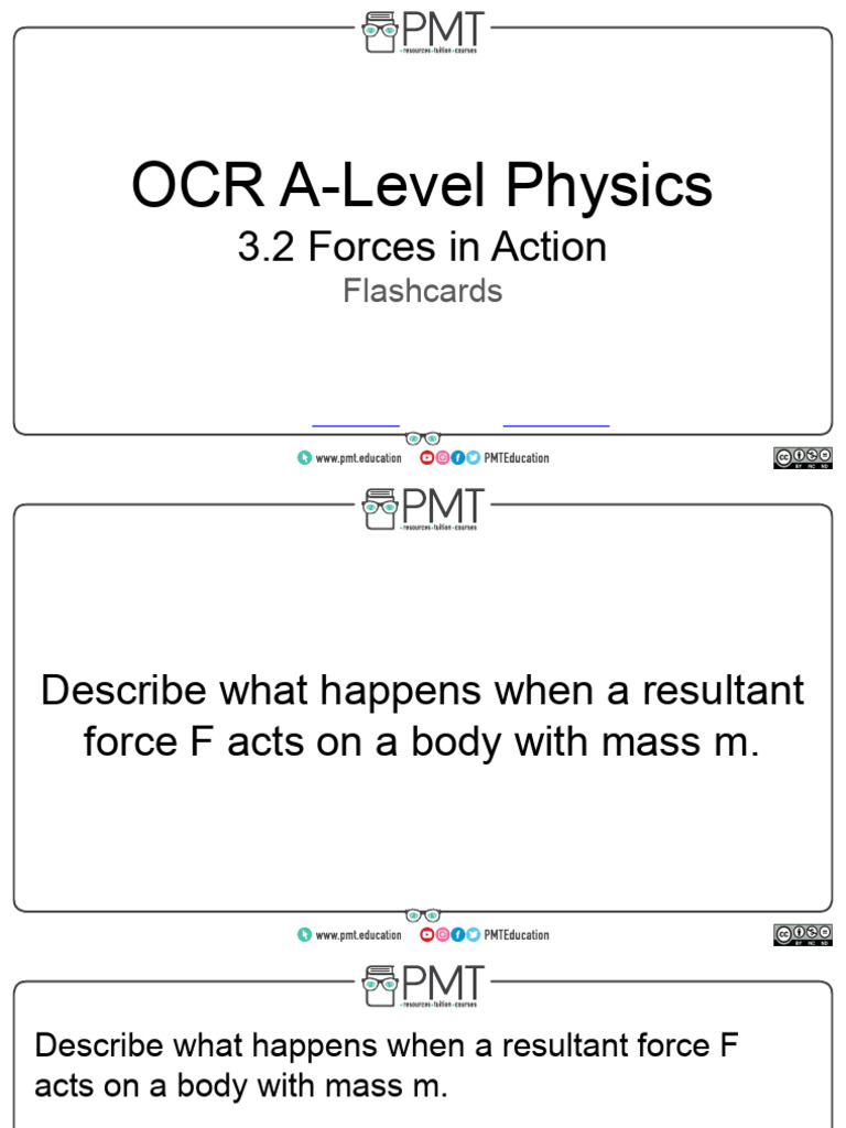 Flashcards - 3.2 Forces in Action - OCR (A) Physics A-Level | PDF ...