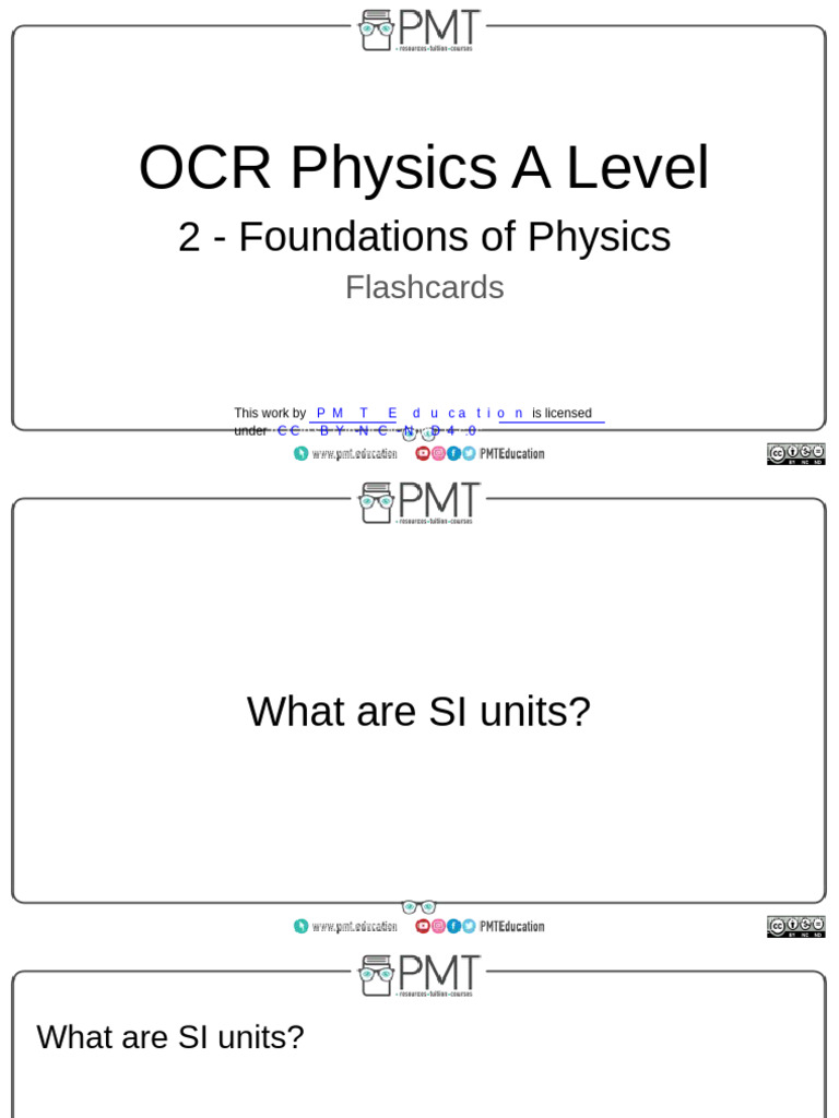 Flashcards - Module 2 Foundations of Physics - OCR (A) Physics A-Level.pdf | PDF | International ...
