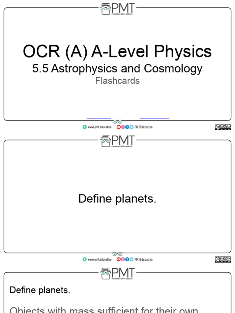 Flashcards - 5.5 Astrophysics and Cosmology - OCR (A) Physics A-Level ...