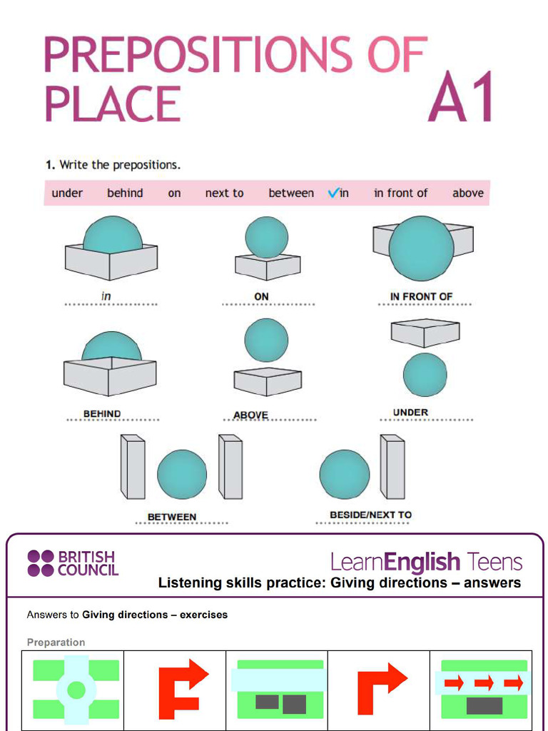 Preposition of Place and Giving Direction | PDF