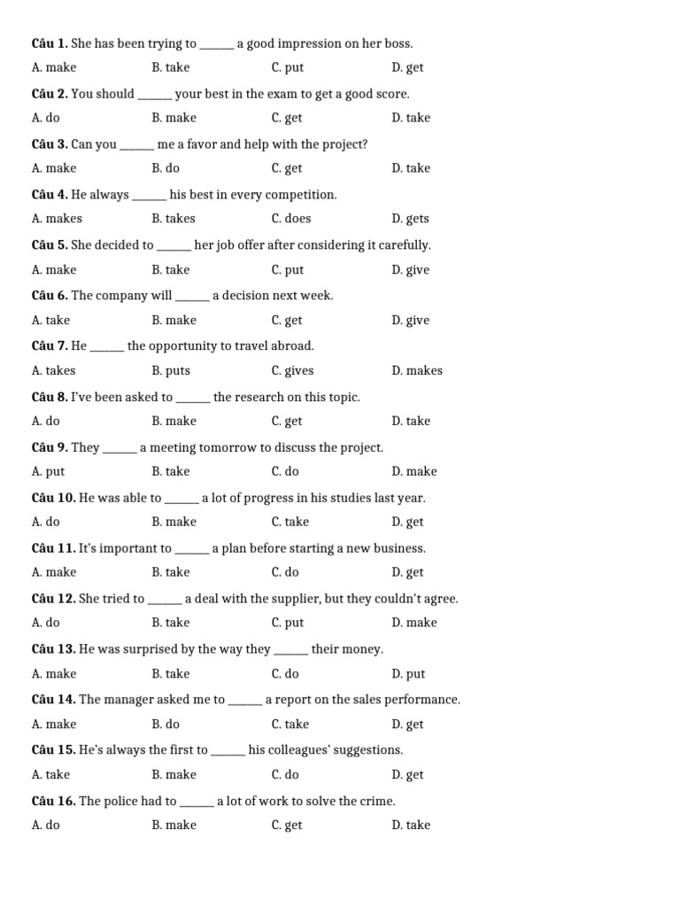 Collocations Practice Exercises | PDF