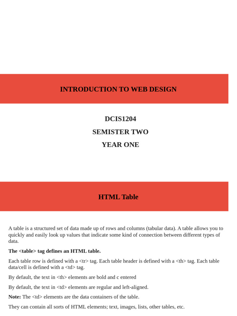 HTML Tables and Lists | PDF | Html Element | Html