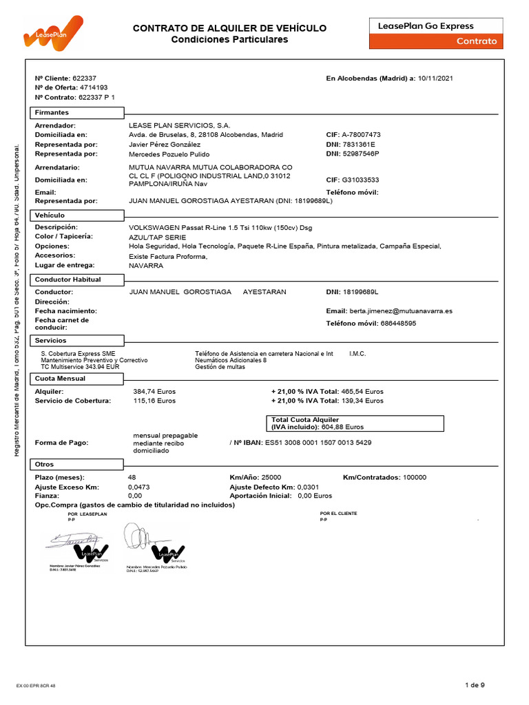 DOC20220202132828211110 Contrato LEASEPLAN Contrato Renting-1 | PDF ...