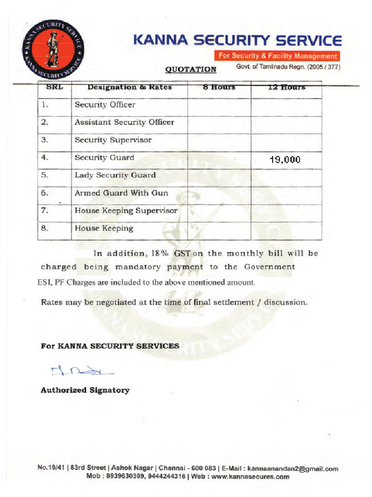 6-Quotation - kanna security services | PDF