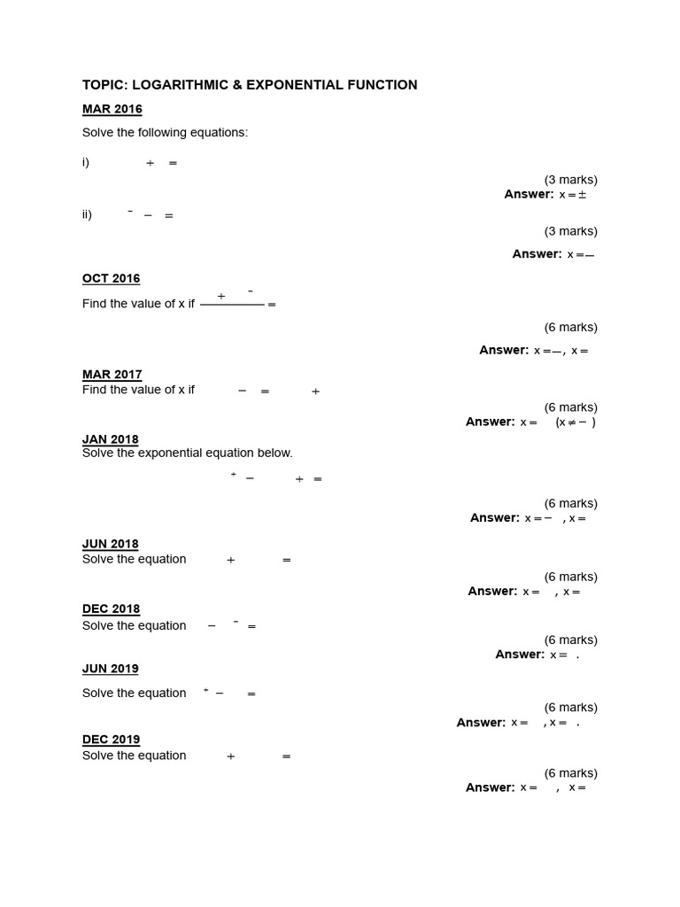 Chapter 2_Logarithmic & Exponential Function | PDF | Mathematical Relations | Elementary Mathematics