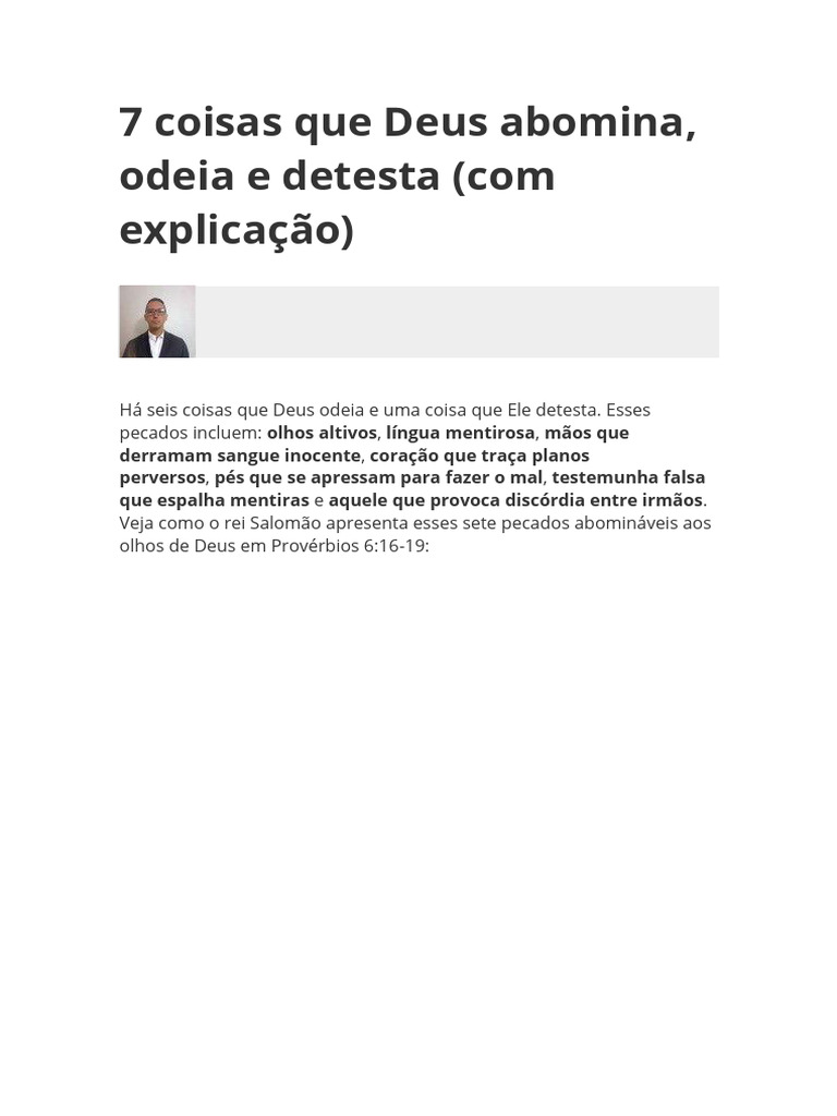 7 coisas que Deus abomina | PDF | Bíblia | Jesus