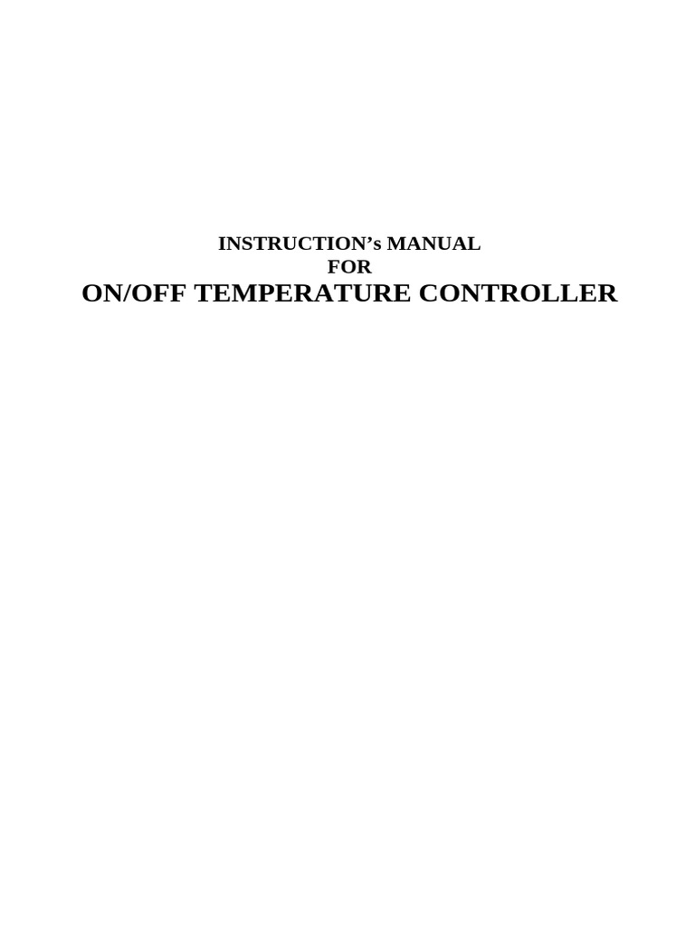 On-Off Temperature Controller Manual | PDF