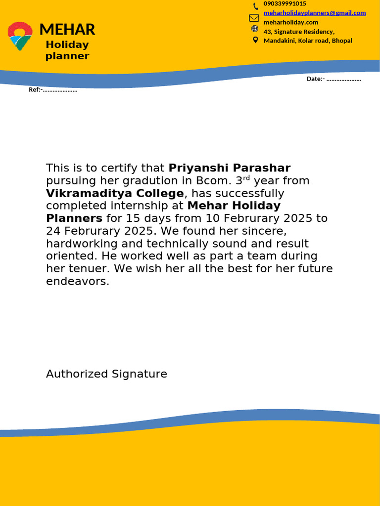 Head Letter 3rd Year Internship | PDF