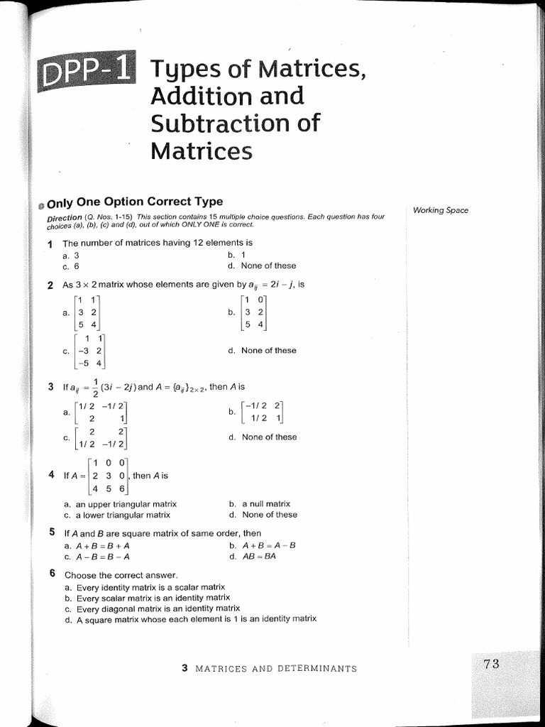 Matrix and Determinants_(dpp1 to dpp6) (1) | PDF