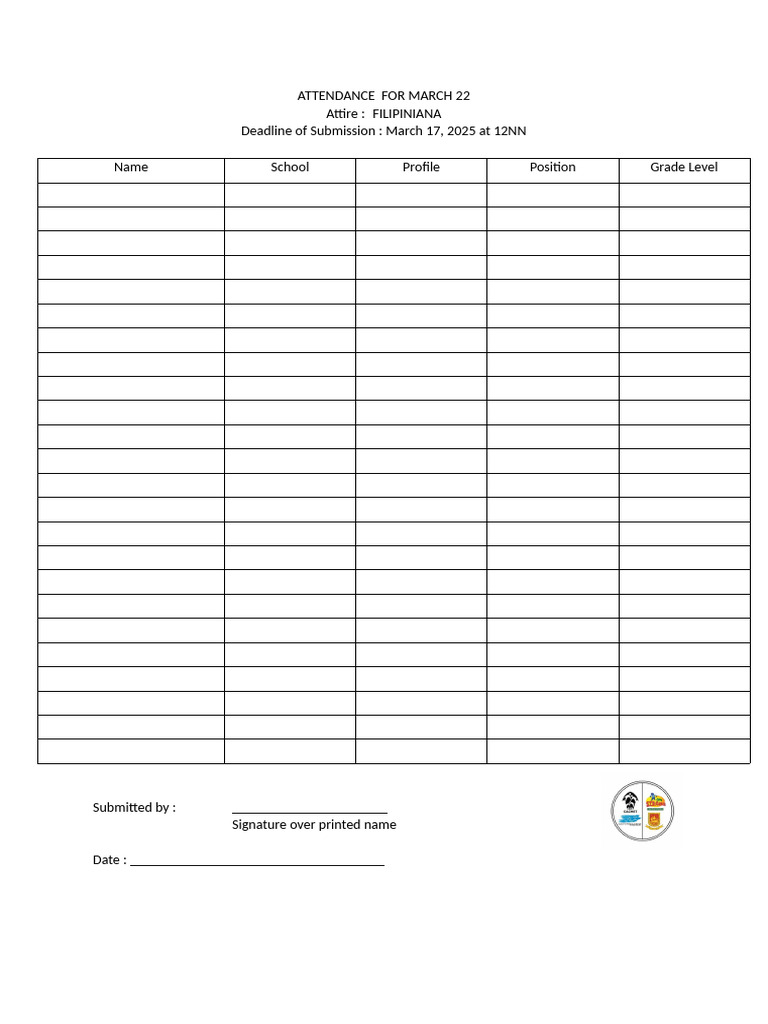 Attendance For March 22 | PDF