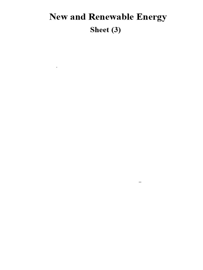 Sheet 3 - New and Renewable Energy | PDF