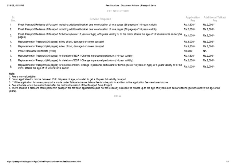 Fee Structure - Document Advisor - Passport Seva | PDF | Passport | Travel Visa