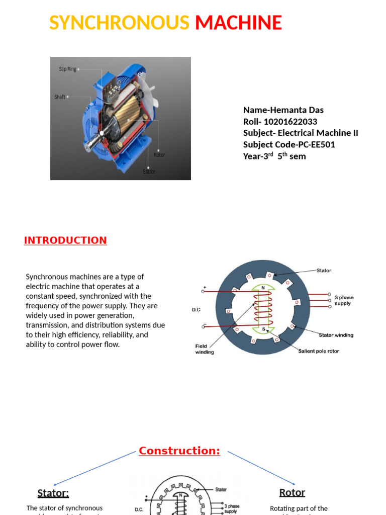 Presentation1 Ee Machine II | PDF | Electric Motor | Electric Generator