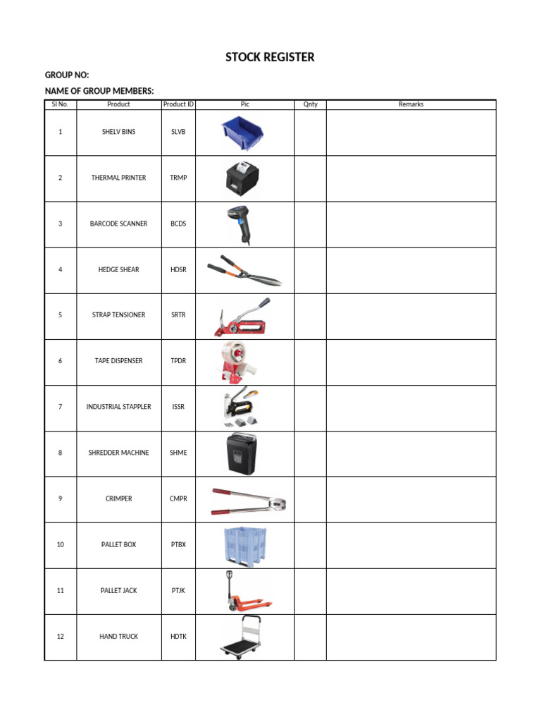 Stock Register | PDF