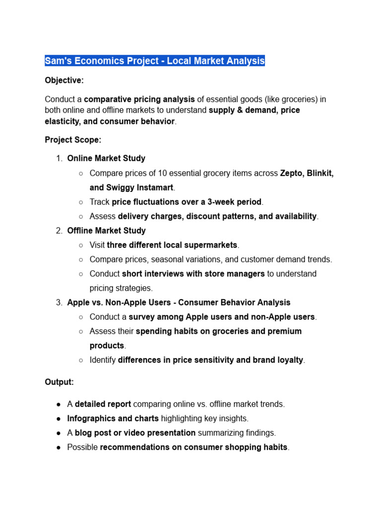 Local Market Analysis for Economics Project | PDF
