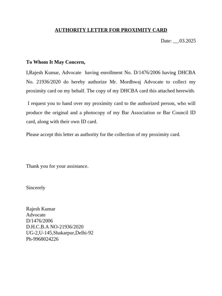 Authority Letter | PDF