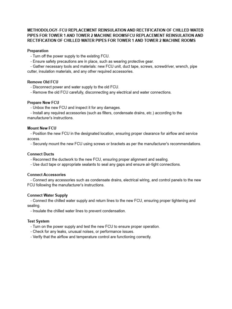 FCU Replacement and Pipe Reinsulation | PDF