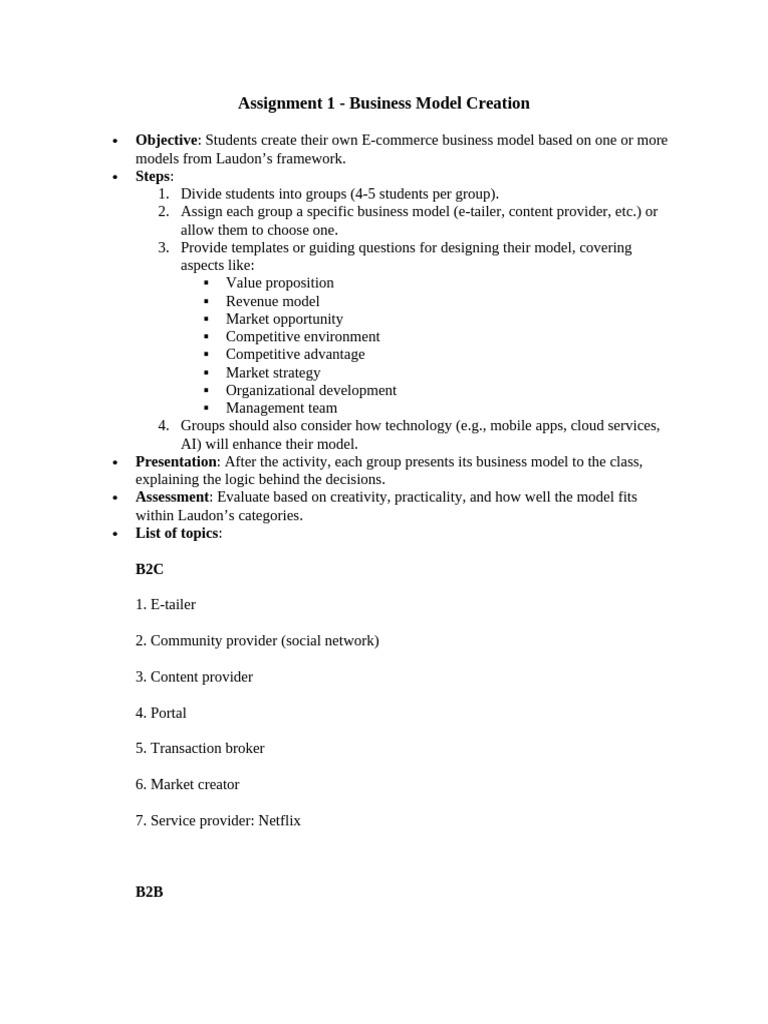 Assignment 1 - Business Models | PDF