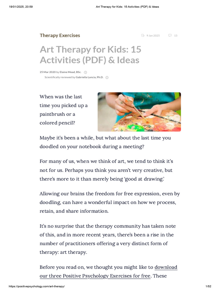 Art Therapy Activities for Kids: 15 Ideas | PDF | Psychotherapy | Art ...