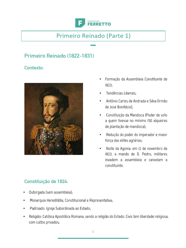 Primeiro Reinado | PDF | Brasil | Governo
