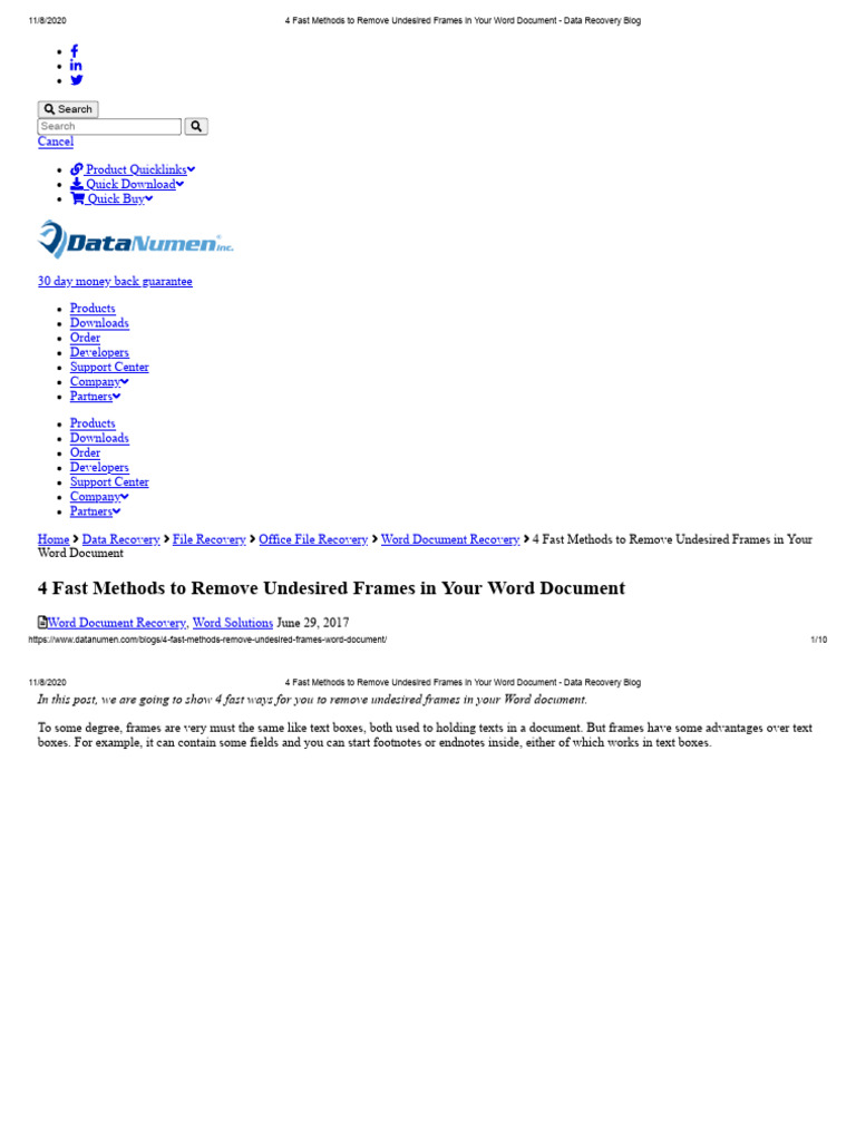 Remove Frames from Word Documents | PDF | Microsoft Access | Microsoft Word