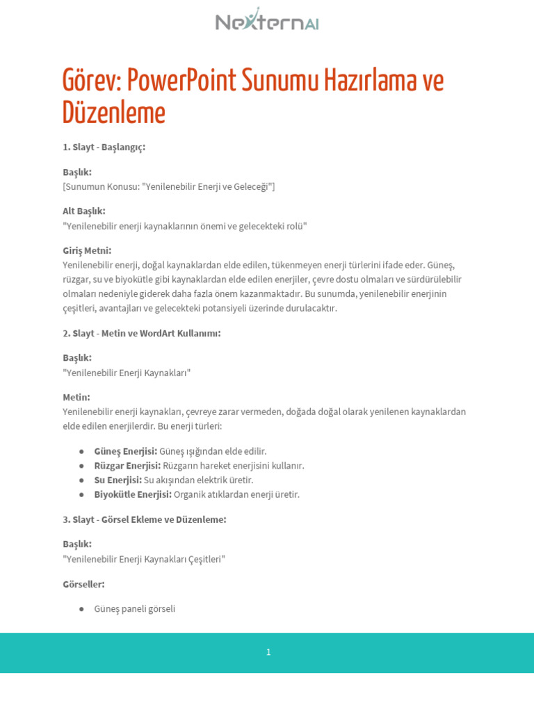 Görev - PowerPoint Sunumu Hazırlama Ve Düzenleme | PDF