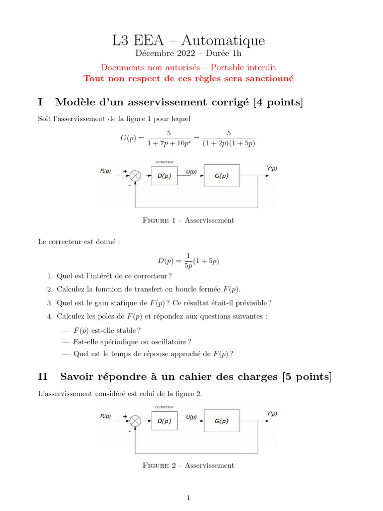 Asservissement et Correcteurs en Contrôle | PDF | Régulation