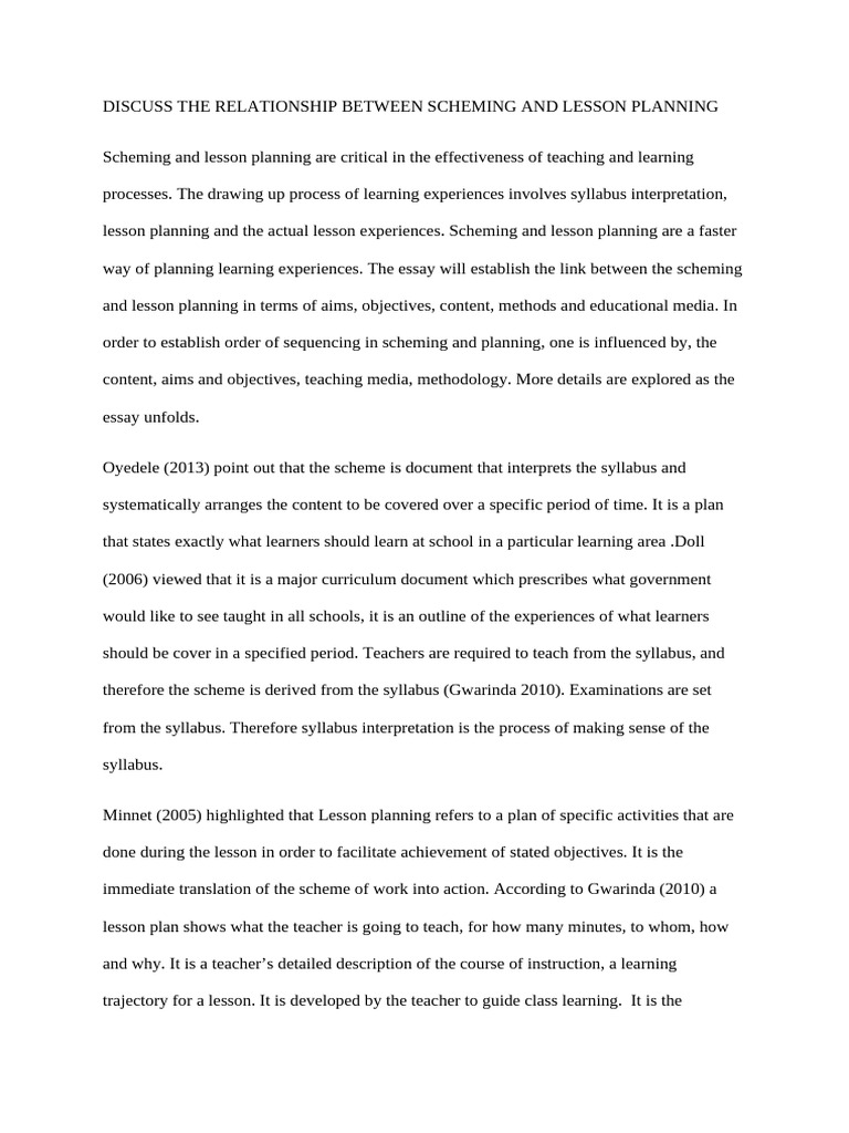 Scheming and Planning 111 | PDF | Lesson Plan | Teachers