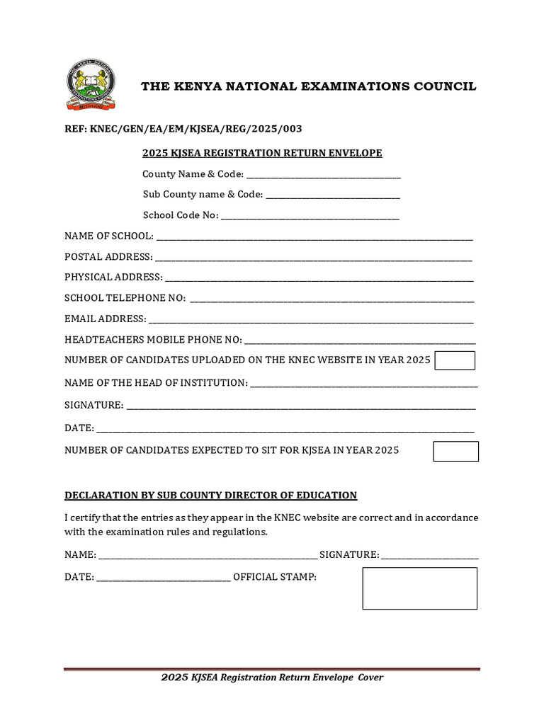 2025 Kjsea Return Envelope | PDF