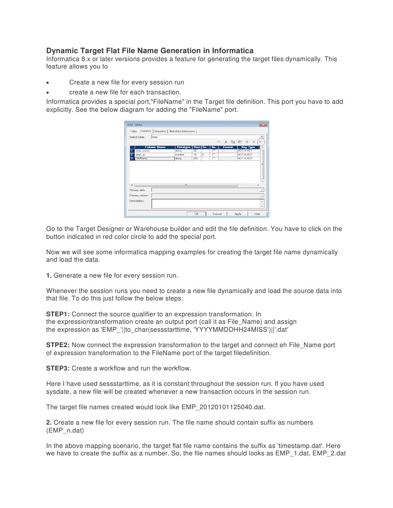 Dynamic Target Flat File Name Generation in A | PDF | Filename | Variable (Computer Science)