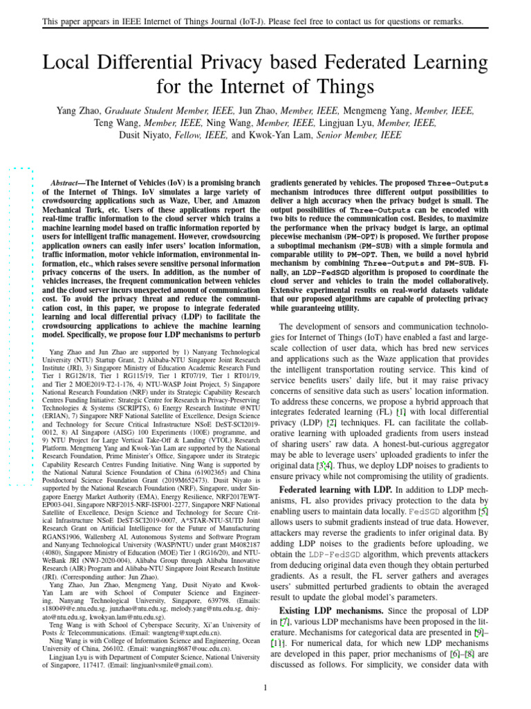 Local Differential Privacy Based Federated Learning For The Internet of ...