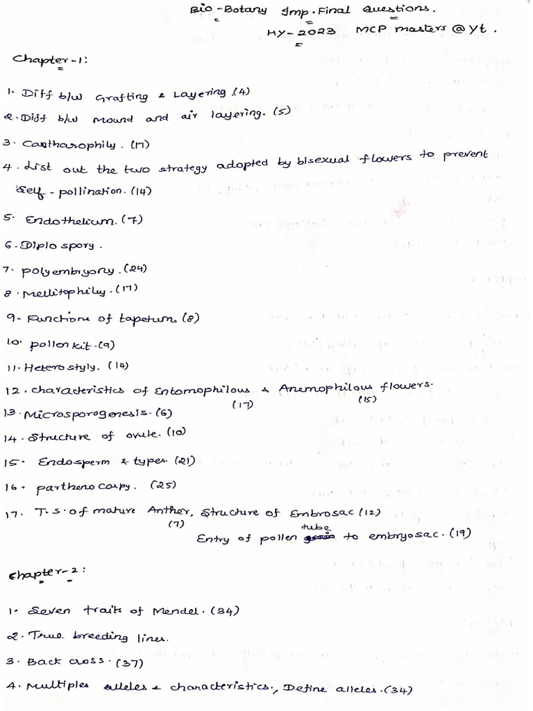 12th Bio-Botany Final Important Questions | PDF