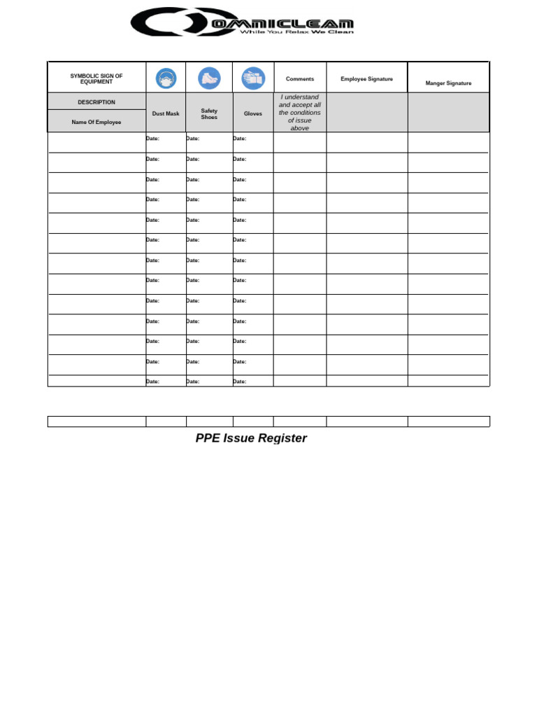 Omni PPE-Issue-Register 2025 | PDF