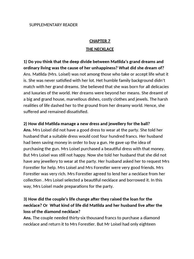 CH 7 THE NECKLACE Notes | PDF