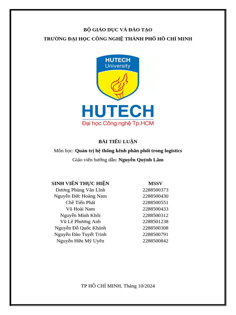 C6 - 22DLQB3 - Nhom11 - Quan Tri He Thong Kenh Phan Phoi Trong Logistics | PDF