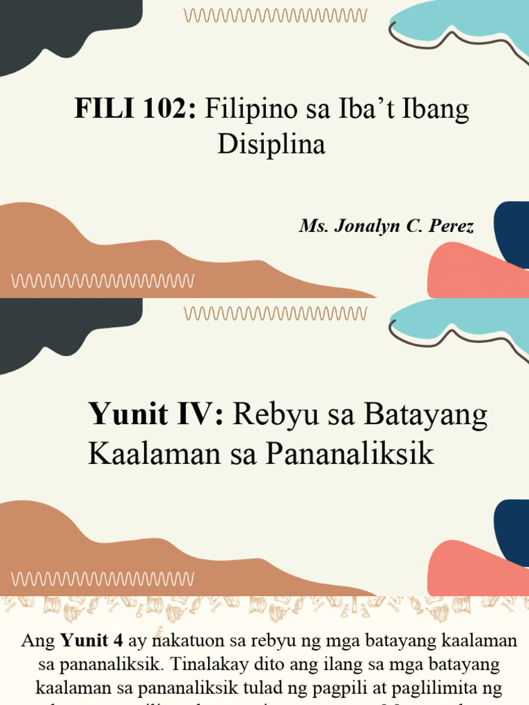 FILI 102:: Filipino Sa Iba't Ibang Disiplina | PDF