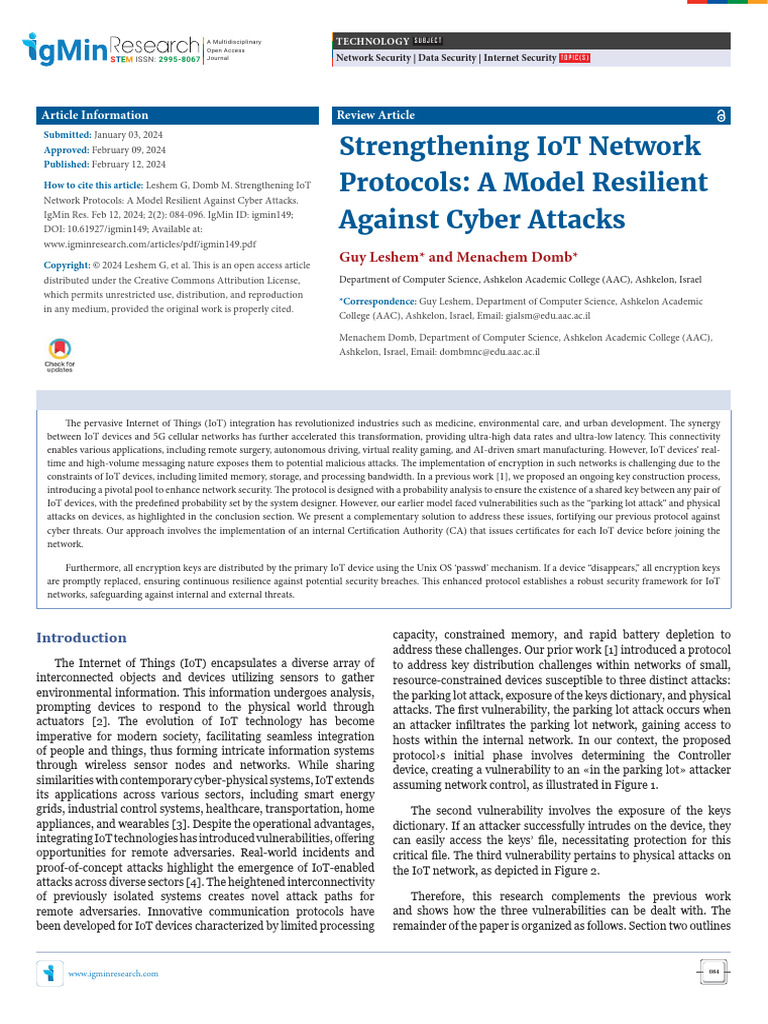 Strengthening IoT Network Protocols: A Model Resilient Against Cyber ...