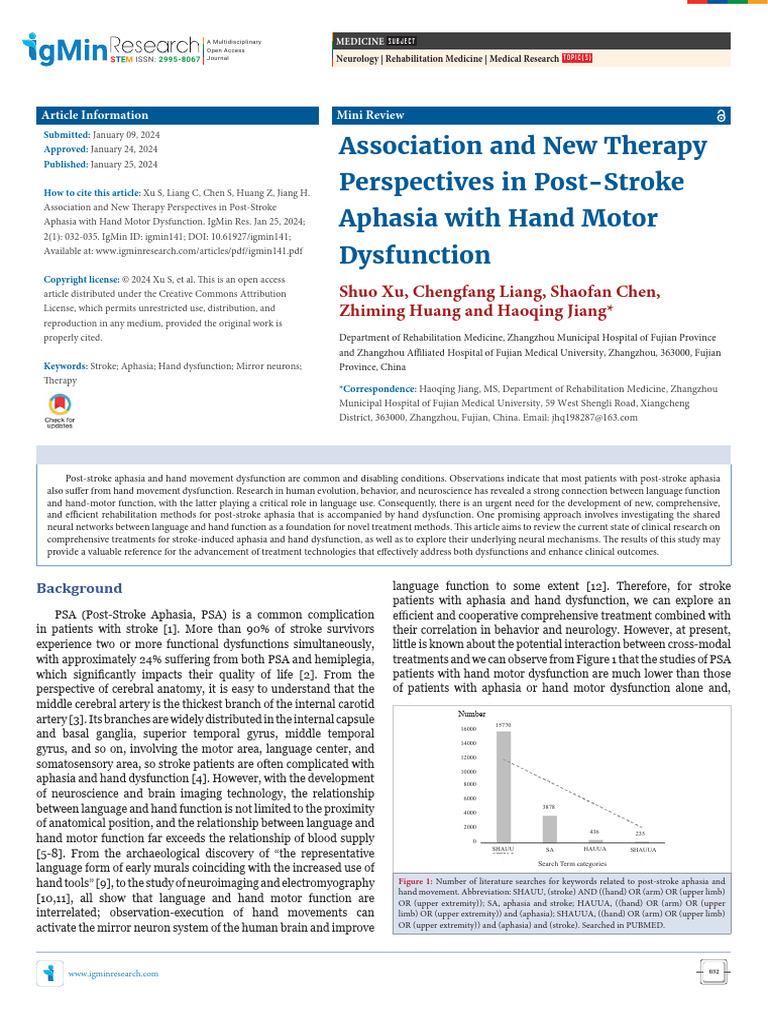 Association and New Therapy Perspectives in Post-Stroke Aphasia with ...