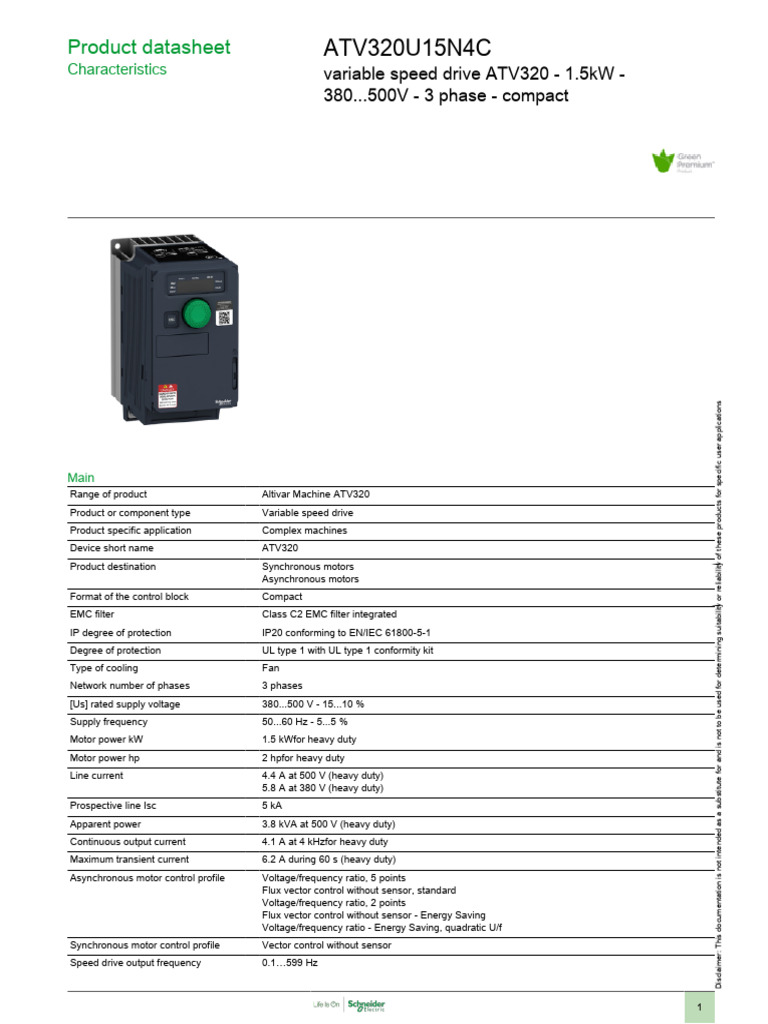 1.atv320u15n4c - Data Sheet | PDF | Relay | Electric Motor