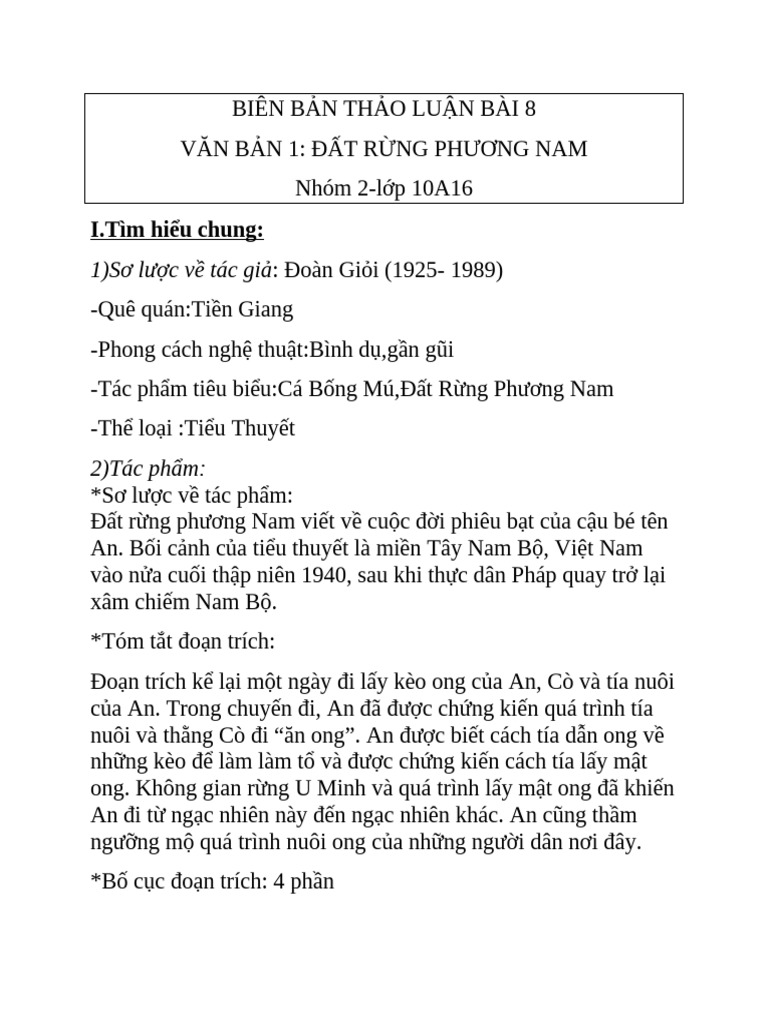 Biên Bản Thảo Luận VB1-B8 Nhóm 2 | PDF