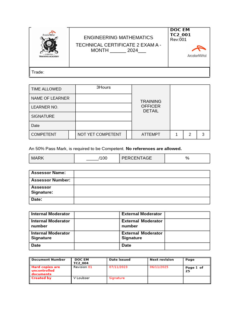 Engineering Mathematics TC 2 Exam A | PDF | Mathematics