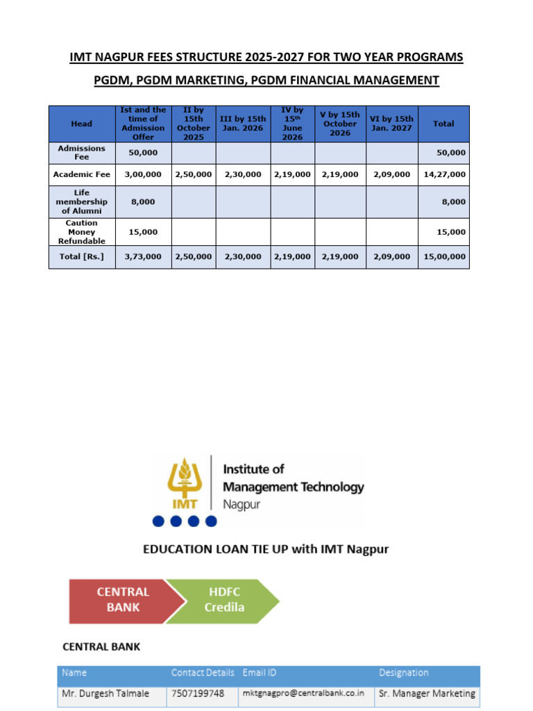 Fees Structure PGDM | PDF