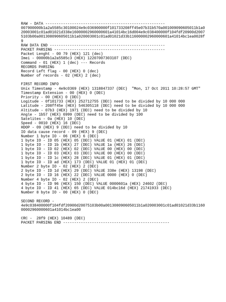 PRO3 Records Packet Parsing | PDF
