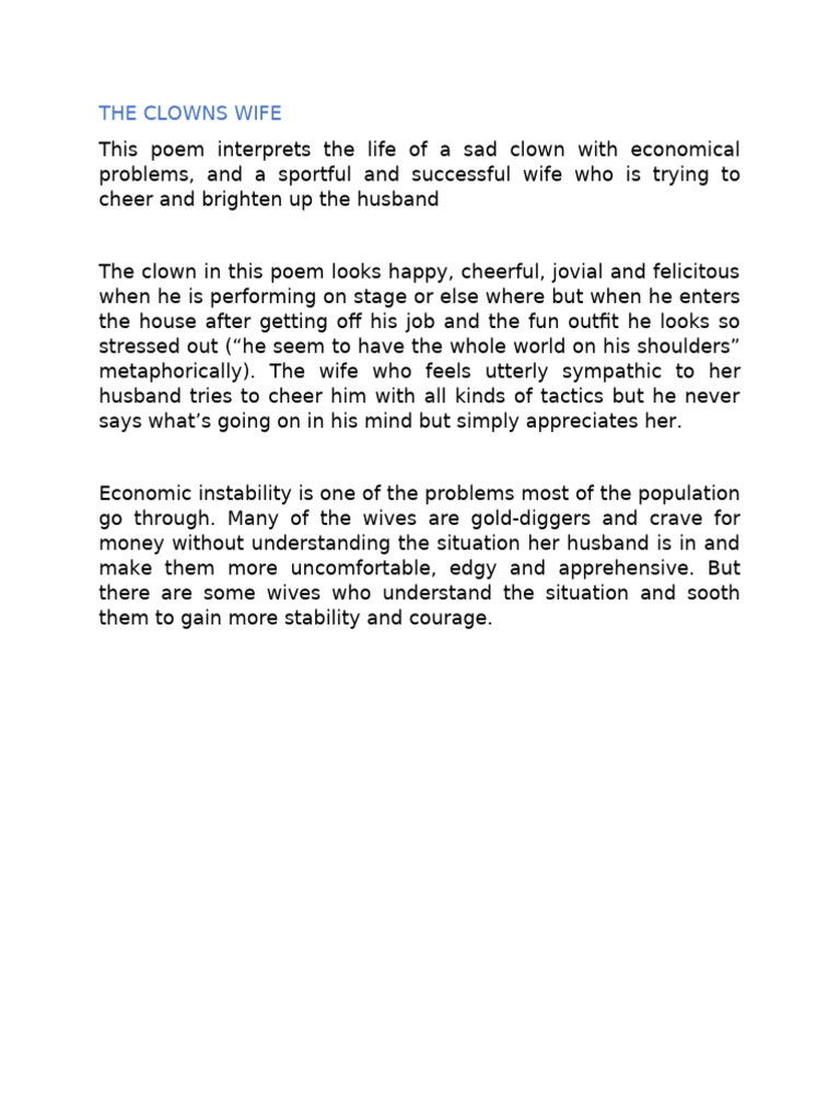 The Clowns Wife | PDF
