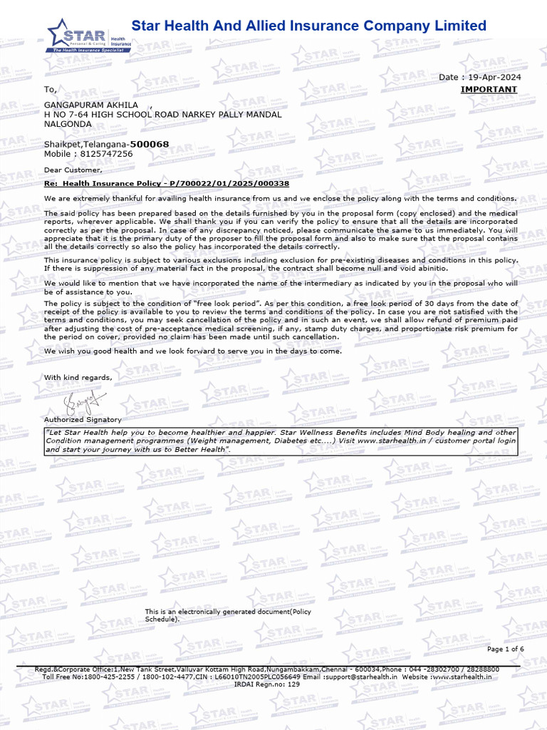 Parental Health Insurence 80D | PDF | Insurance | Invoice